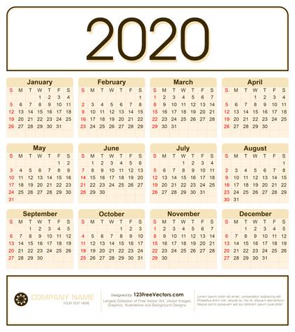 Free Download Calendar for 2020 and 2021