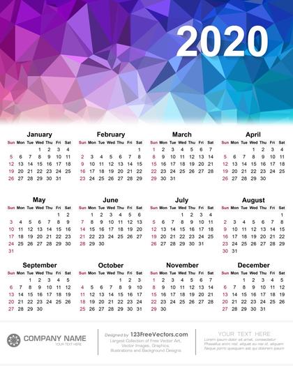 Free Download 2020 Geometric Calendar