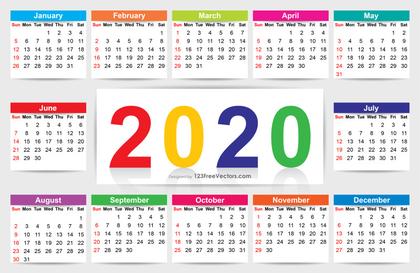 Free Download Colorful 2020 Calendar