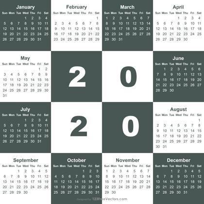 Free Download Calendar for 2020 and 2021