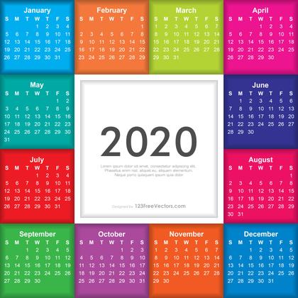 Free Download 2020 Calendar with Dates