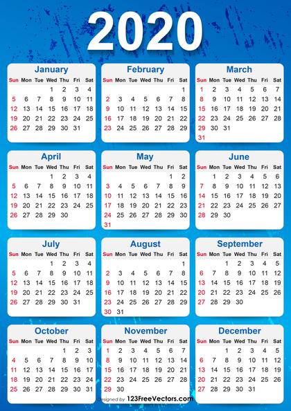 Free Download 2020 Calendar Design with Months