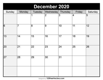 Free Download Blank December Calendar 2020