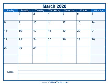 Free Download 2020 Year Calendar