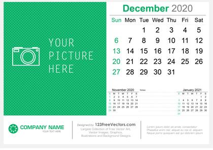 Free Download Customizable December 2020 Calendar with Placeholder and ...