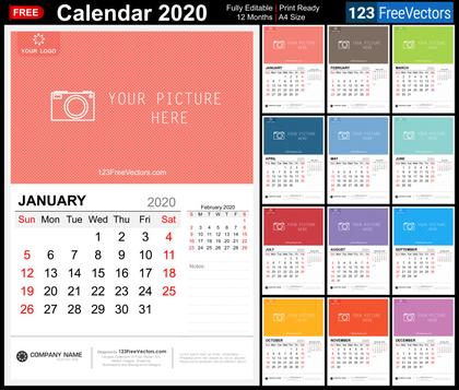 Free Download 2020 Wall Calendar