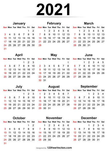 Free Download Printable 2021 Calendar