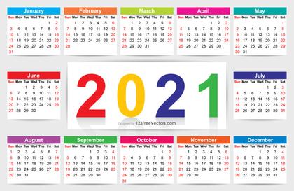 Free Download Colorful 2021 Calendar