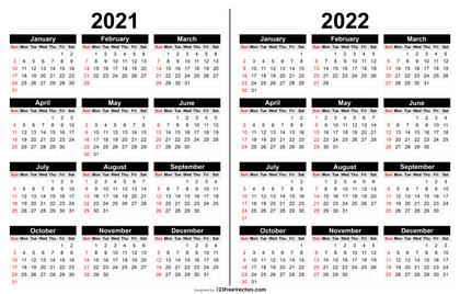 Free Download Printable Calendar Template for 2021 and 2022