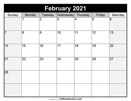 Free Download Blank February Calendar 2021