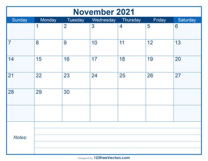 Free Download Blank Printable November Calendar 2021