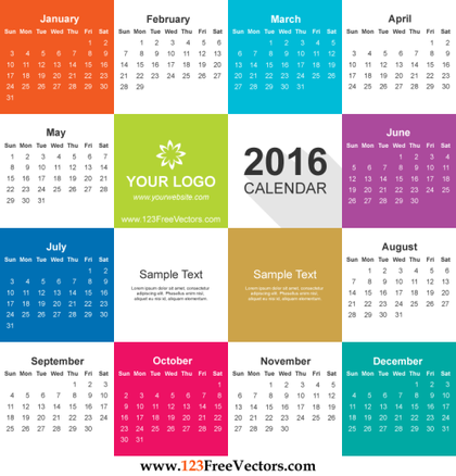 80+ 2016 Calendar Template | Free Vectors, Photos, Artwork Images | 123Freevectors