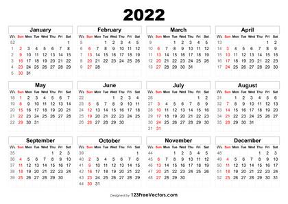 Free Download 2022 Calendar with Week Numbers