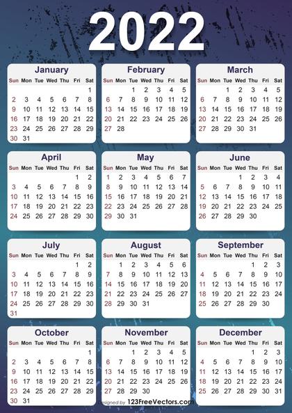 Free Download 2022 Yearly Calendar Template