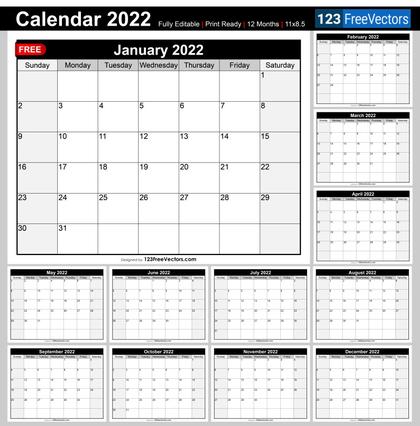 Free Download Blank Calendar 2022