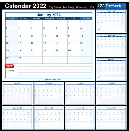 Free Download Blank Printable Calendar 2022
