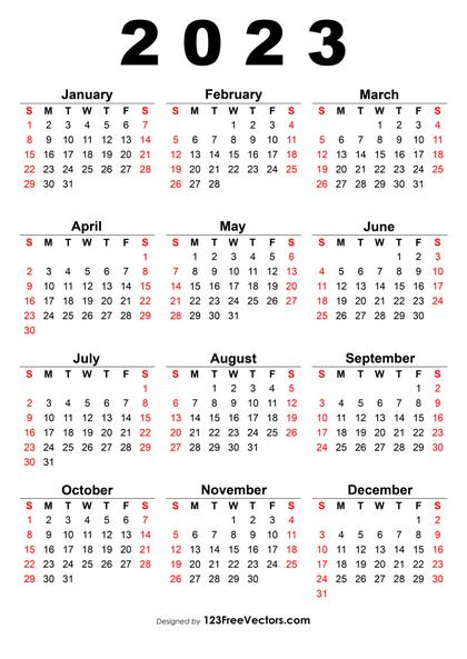Free Download 2023 Calendar One Page