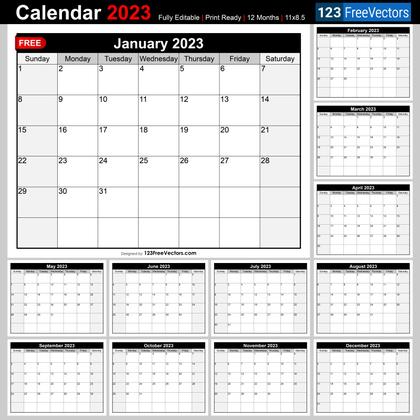 Free Download Blank Printable Calendar 2023