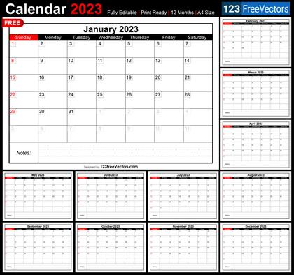 Free Download 2023 Monthly Calendar Template