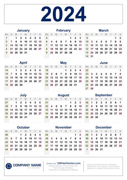 Free Download 2024 Calendar with Week Numbers