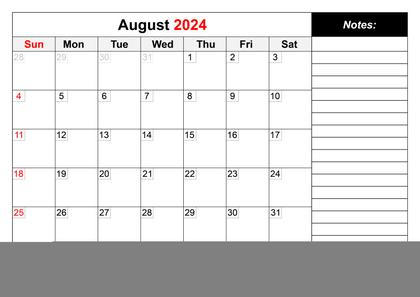 Free Download August 2024 Calendar