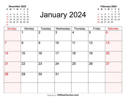 Free Download Blank January Calendar 2024