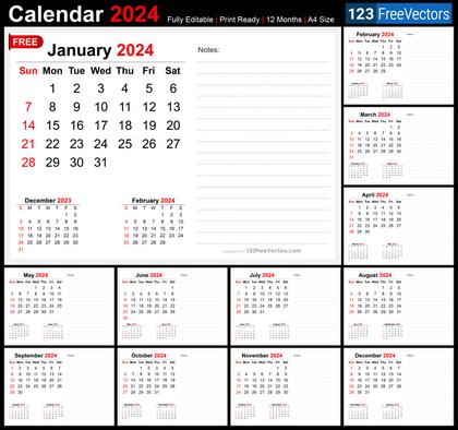 10+ Table Calendar 2024 | Free Vectors, Photos, Artwork Images ...