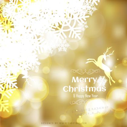 Gold Christmas Background with Snowflake and Reindeer