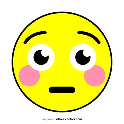Flat Flushed Face Emoji