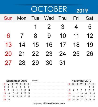 Free Printable October 2019 Calendar