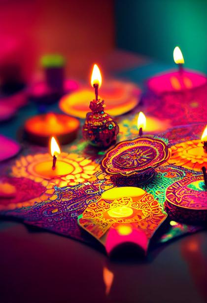 Free Download Happy Diwali Background with Diya and Rangoli Design Image