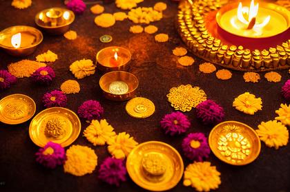 Free Download Diwali Diya background with Flowers