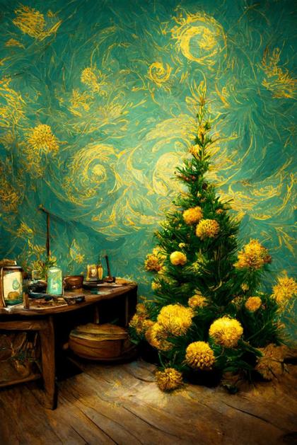 Free Download Vincent Van Gogh Style Christmas Theme Background Image