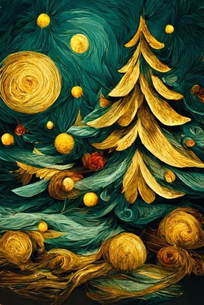 Free Download Vincent Van Gogh Style Christmas Theme Background Image