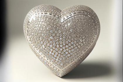 Free Download White Background Heart Made of Diamonds