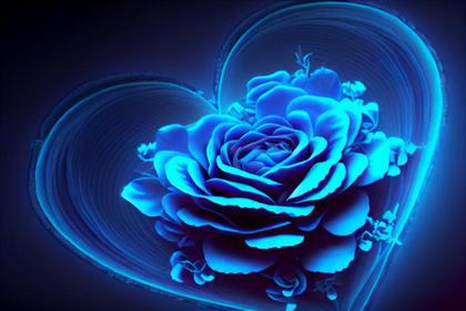 Blue Rose Flowers Heart Shape Background