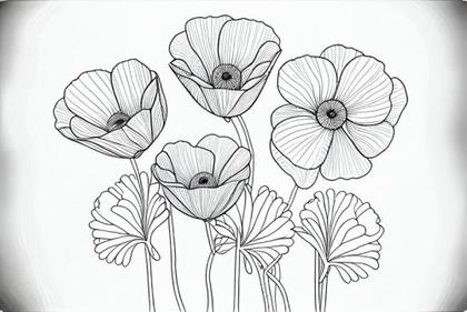 Free Download Flowers Valentines Day Kids Coloring Book Black Outline