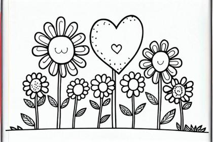 Free Download Flowers Valentines Day Kids Coloring Book Black Outline