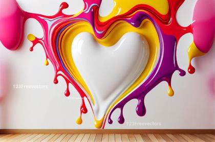 Colorful Paint Love Heart Shape