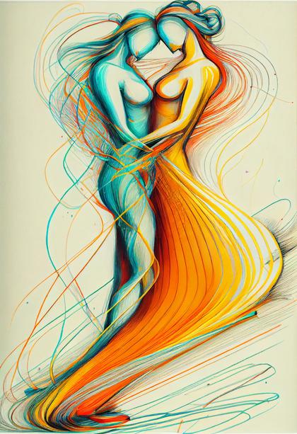 Free Download Loving Couple Abstract Painting