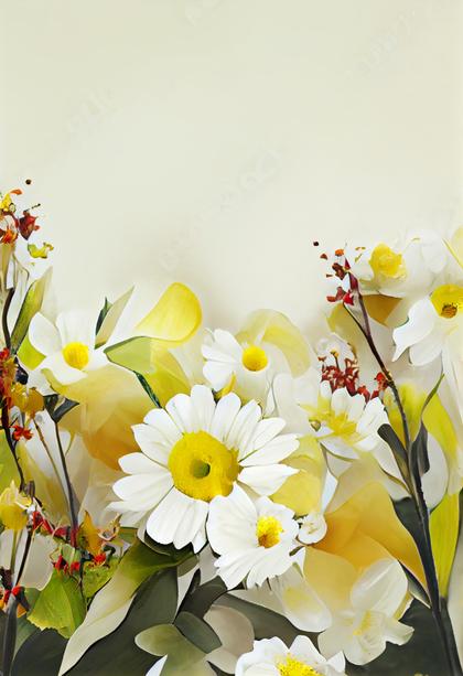 Free Download Yellow and White Flower Card Background Image