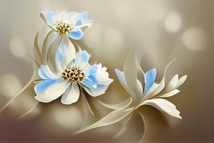 Free Download Blue and White Flower on Beige Background Image