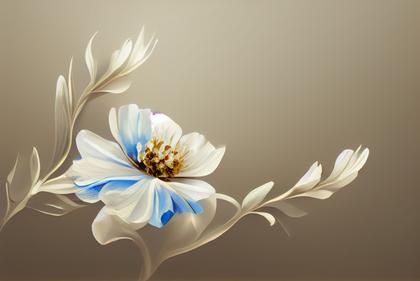 Free Download Blue and White Flower on Beige Background Image