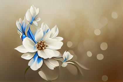 Free Download Blue and White Flower on Beige Background Image