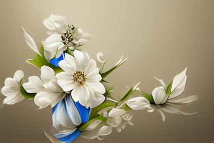 Free Download Blue and White Flower on Beige Background Image