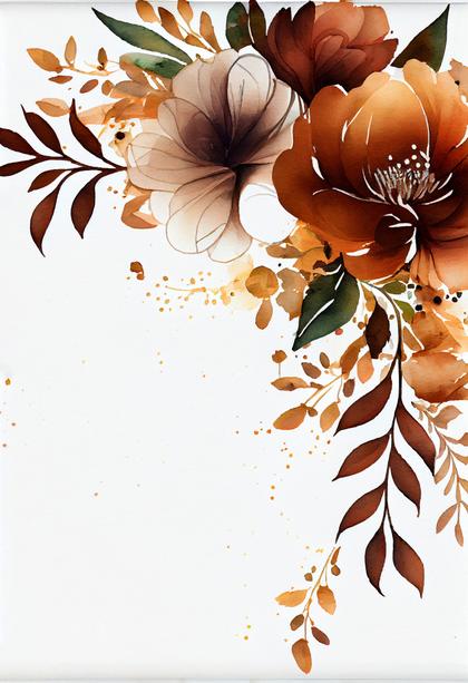 Free Download Watercolor Brown Flower on White Background