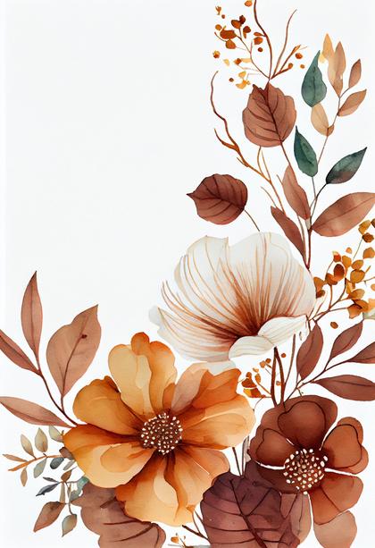 Free Download Watercolor Brown Flower on White Background