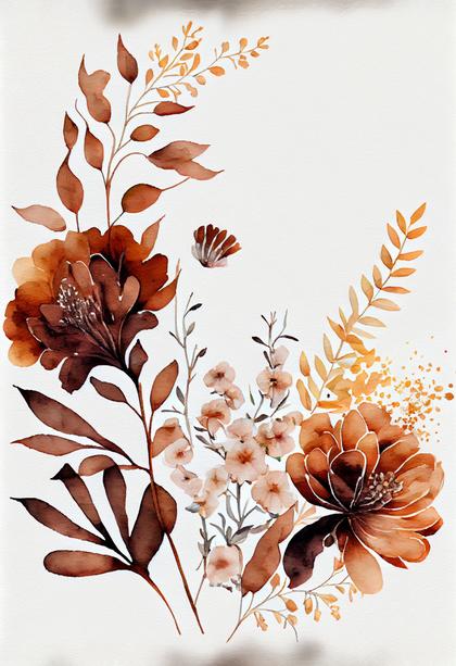 Free Download Watercolor Brown Flower on White Background