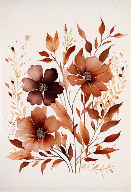 Free Download Watercolor Brown Flower on White Background