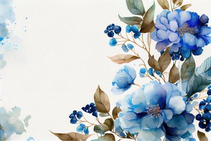 Free Download Watercolor Blue Flower Card Background